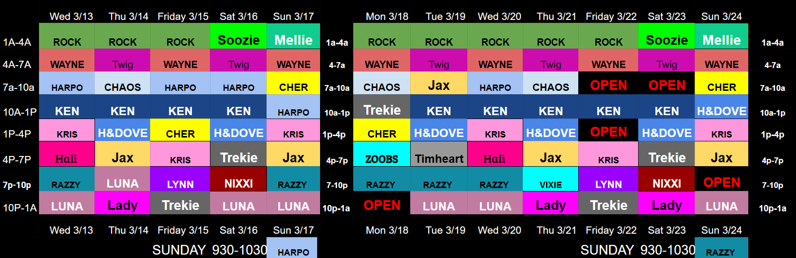 DJ SCHEDULE – RCZ RADIO
